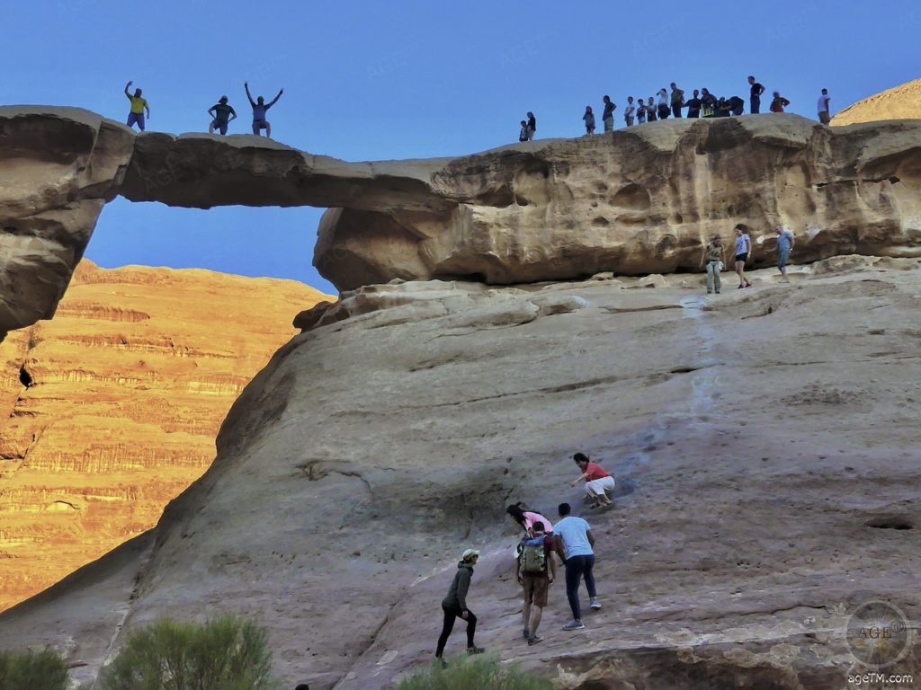 Faszinierende Steinbrücke Um Fruth in Wadi Rum Jordanien